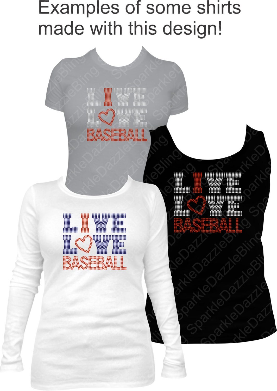 BASEBALL Rhinestone Template Instant Download Live Love Baseball Heart ...