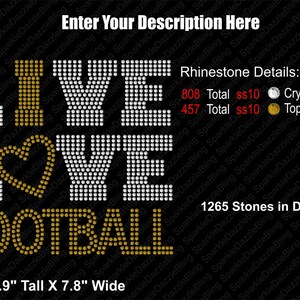 Football Rhinestone Template Instant Download Live Love Football Heart ...