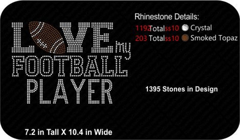 Football Rhinestone Template Instant Download Love My Football Player ...
