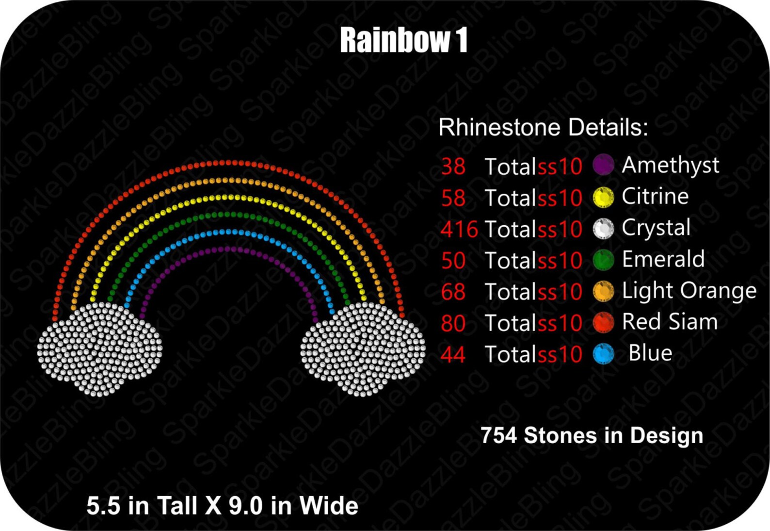 Rainbow Rhinestone Template Instant Download Cut File - Etsy