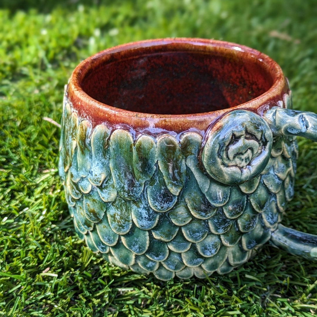 Dragon Egg Scales Pottery Mug Hand Thrown and Sculpted - Etsy