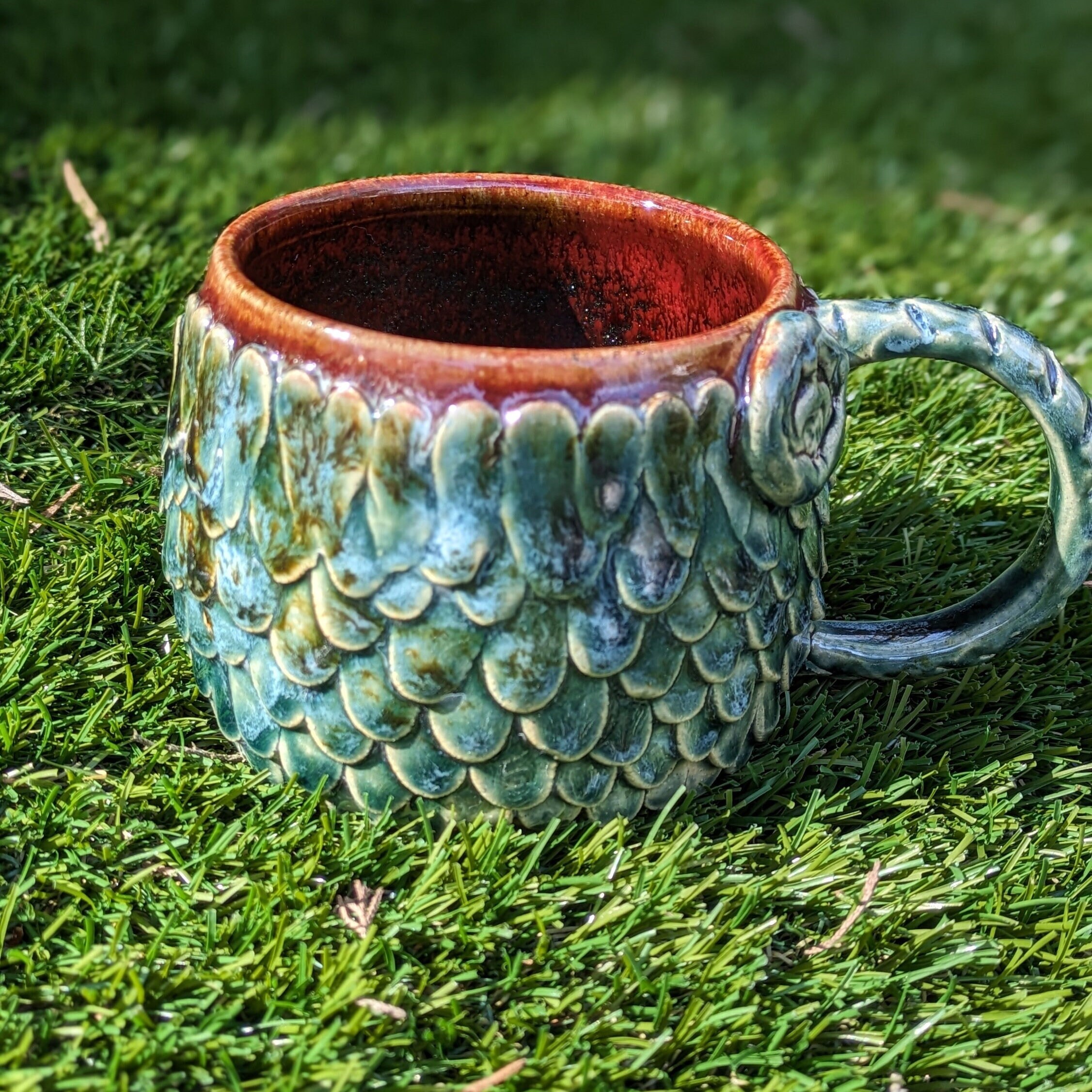 Dragon Egg Scales Pottery Mug Hand Thrown and Sculpted - Etsy