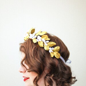 Gold Flower Crown for Classic Wedding / Grecian Inspired Flower Wreath ...