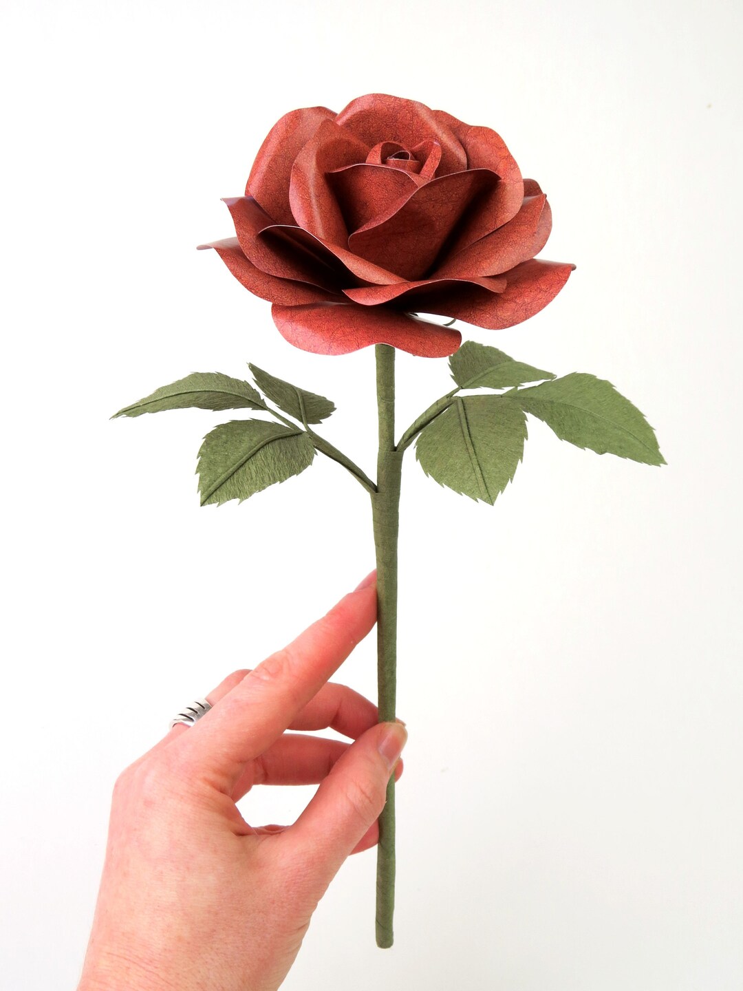 Brown Paper Leather Rose for 3rd Anniversary Gift for Her / Caramel ...