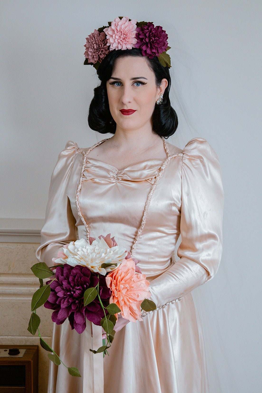 Dahlia Flower Crown for Vintage Wedding / Bridal Flower Crown | Etsy