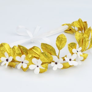 Gold Flower Crown for Classic Wedding / Grecian Inspired Flower Wreath ...
