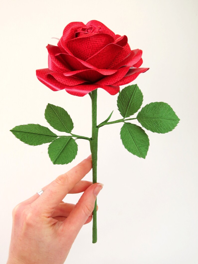 Red Paper Linen Rose 4th Anniversary Gift for Her / Paper - Etsy