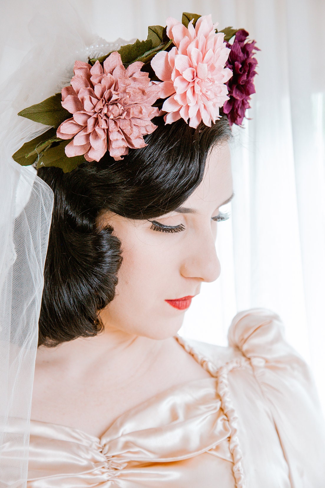 Dahlia Flower Crown for Vintage Wedding / Bridal Flower Crown | Etsy