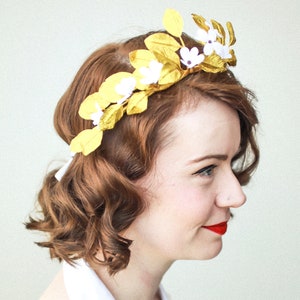 Gold Flower Crown for Classic Wedding / Grecian Inspired Flower Wreath ...