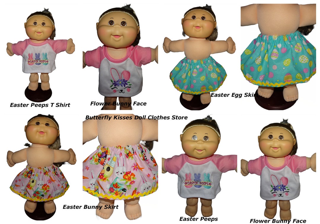 14 in Doll Clothes Made for Cabbage Patch Dolls CPK Easter Bunny, Peeps, Eggs Skirt or T Shirts ...