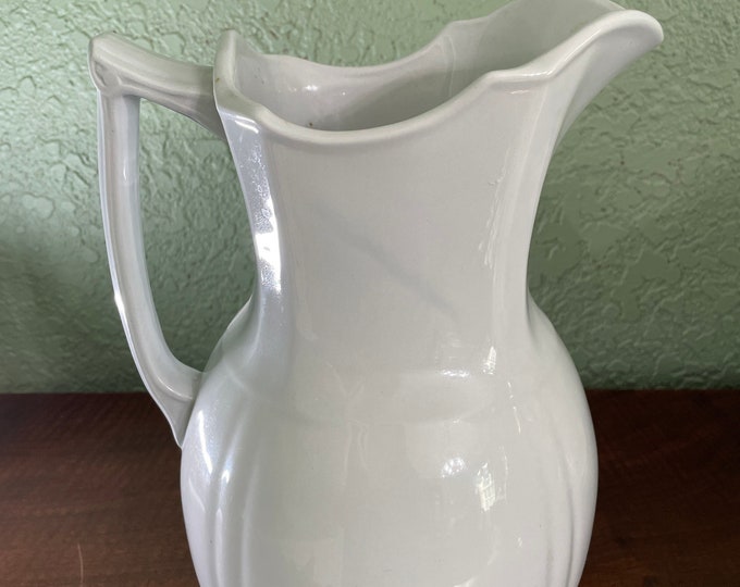 Large Antique White Ironstone Water Pitcher, FULL RIBBED, Pankhurst - Etsy