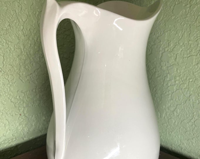 Large Antique White Ironstone Water Pitcher, Plain Shape, James Edwards ...