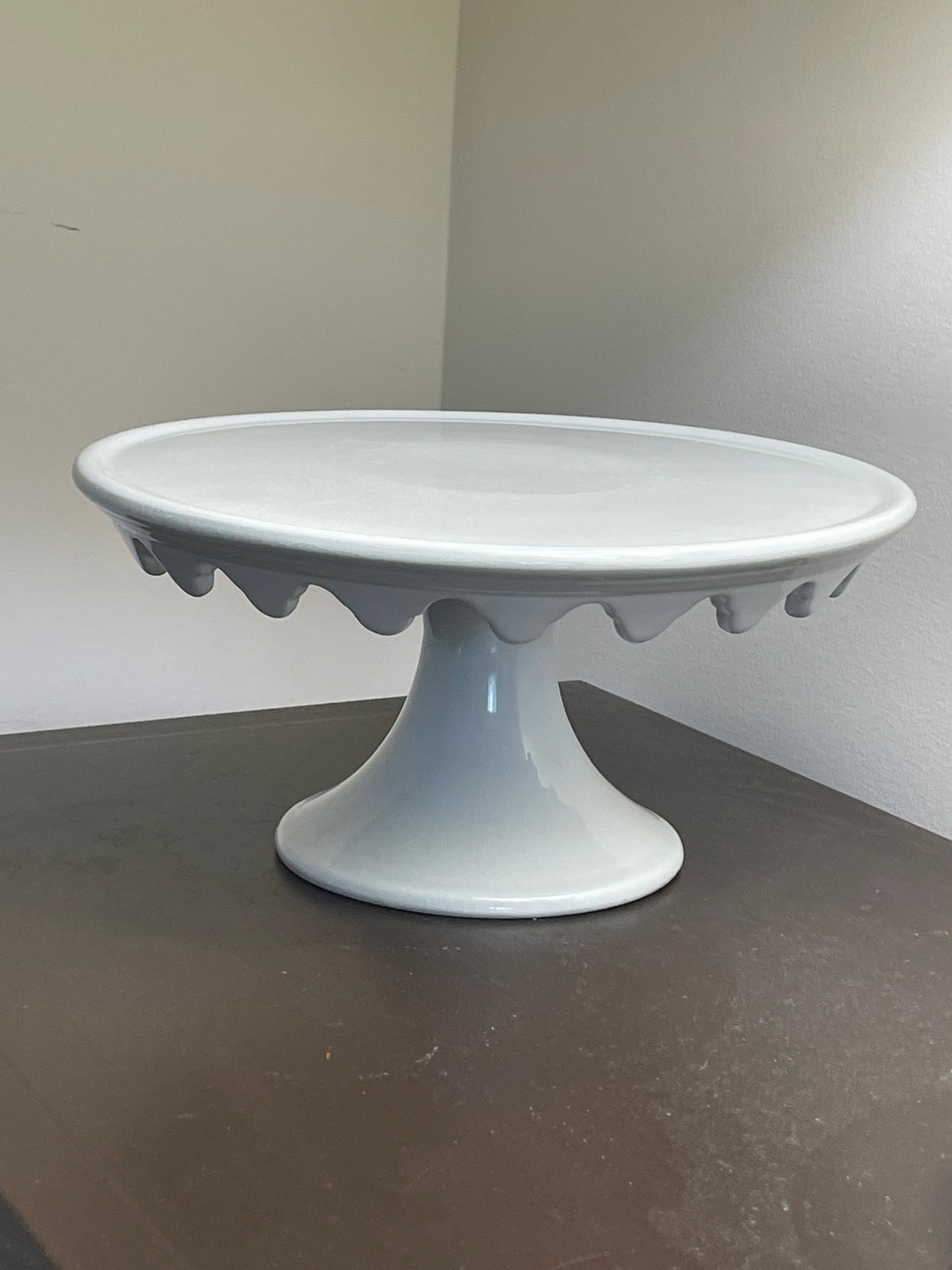 Rare Antique White Ironstone Crenelated-edge Cake Pedestal, Cake Stand ...