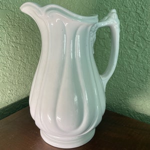 Antique Staffordshire White Ironstone Tall Pitcher, Furnival, Grand ...