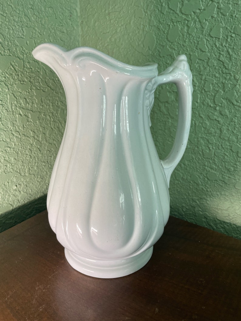 Antique Staffordshire White Ironstone Tall Pitcher, Furnival, Grand ...
