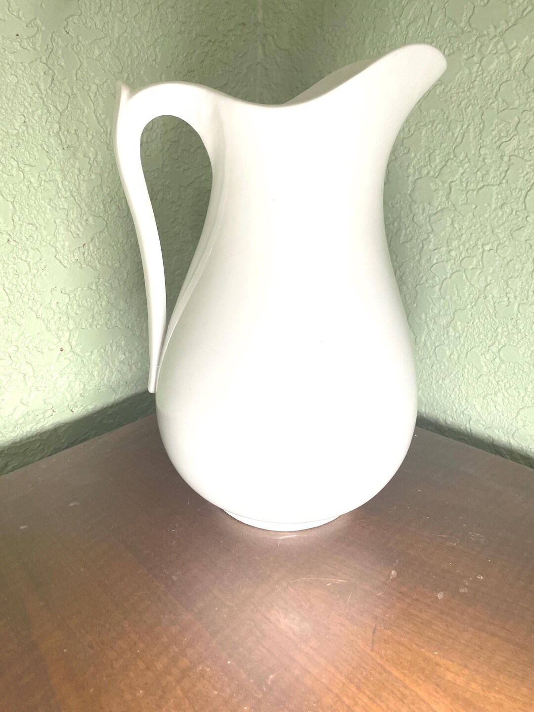 Large Antique White Ironstone Water Pitcher, Plain Shape, John Edwards ...