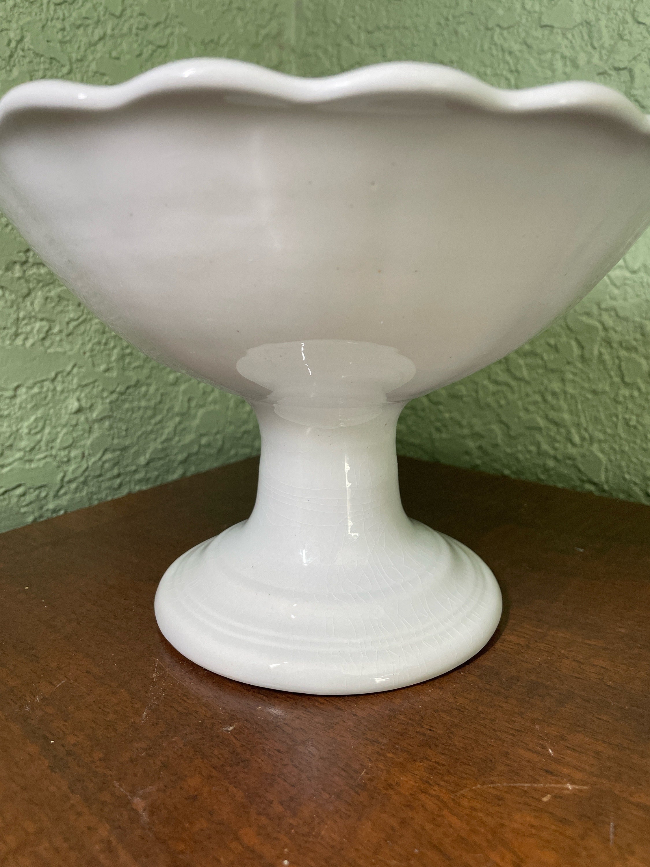 Tall Antique White Ironstone FLUTED COMPOTE - Etsy