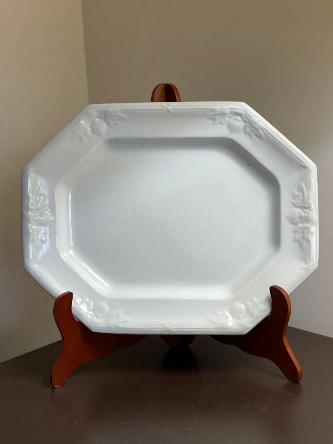 Antique White Ironstone Octagonal Platter FIG SHAPE - Etsy