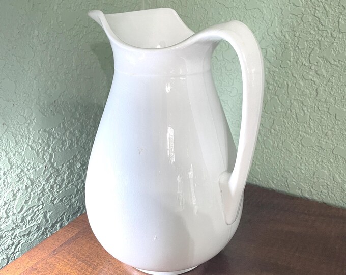 Large Antique White Ironstone Water Pitcher, FULL RIBBED, Pankhurst - Etsy