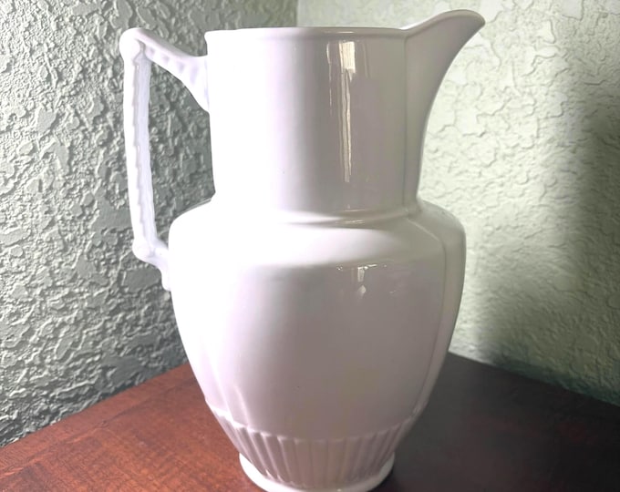 Large Antique White Ironstone Water Pitcher, Plain Shape, James Edwards ...