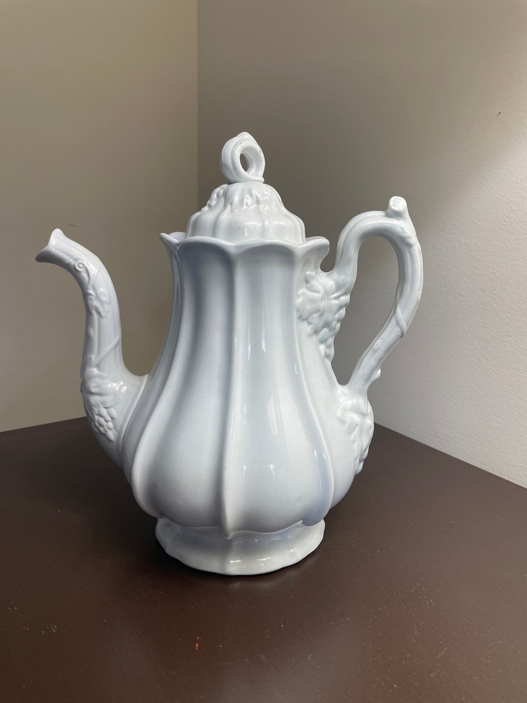 Antique White Ironstone Teapot, PANELLED GRAPE, Jacob Furnival 1850s - Etsy