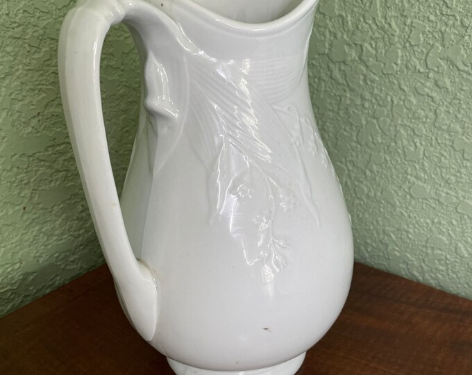 Large Antique White Ironstone Water Pitcher HYACINTH SHAPE H - Etsy