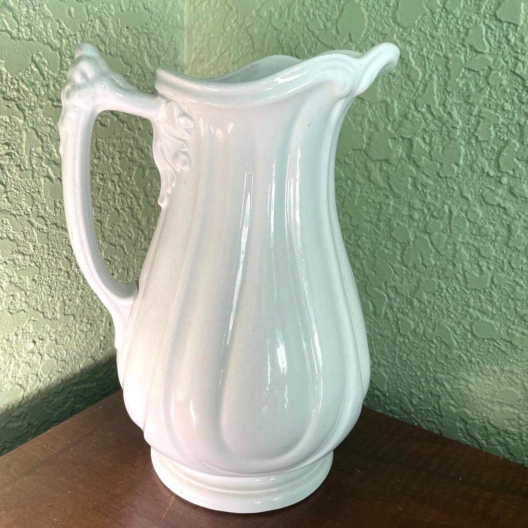 Antique Staffordshire White Ironstone Tall Pitcher, Furnival, Grand ...