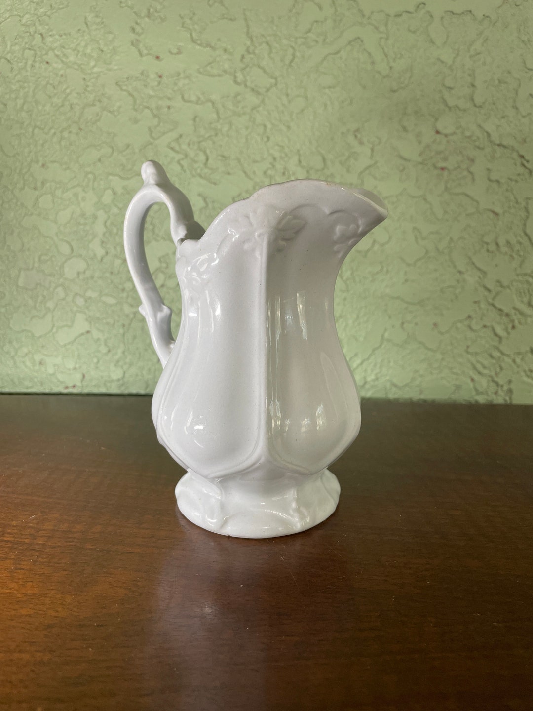 Antique White Ironstone Pitcher, TUSCAN SHAPE, John Edwards, 1853, 6 1/ ...