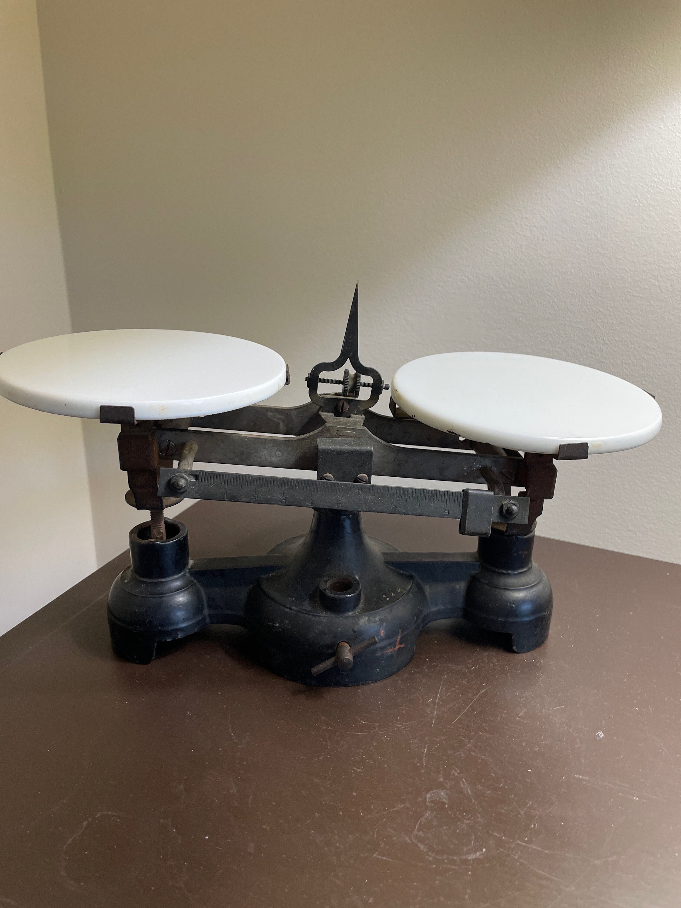 Antique Cast Iron Balance Scale With White Ironstone Scale - Etsy