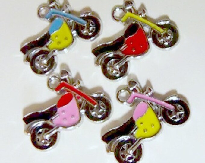 4 Motorcycle Enamel Charms Motorcycle Pendant Enamel Motorcycles E0005 ...