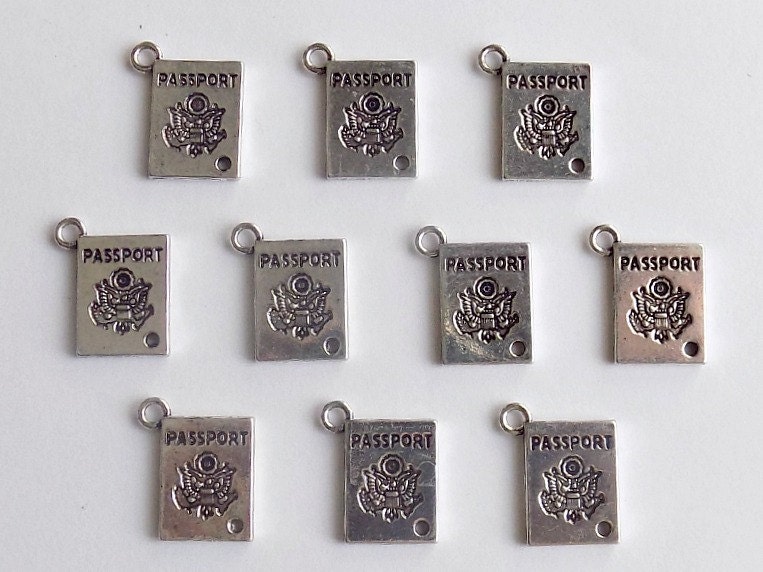 10 Passport Charms Passport Charm Connectors S0109 - Etsy