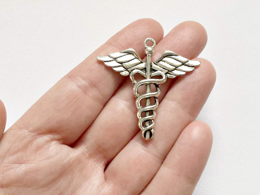 2 Caduceus Charms Caduceus Pendants Medical Charms Antique Silver S0279 ...