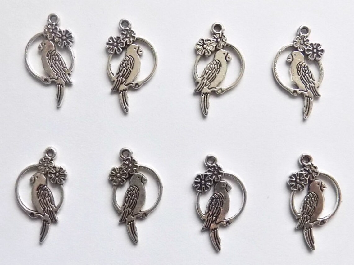 8 Parrot Charms Bird Charms Cockatoo Charms Double Sided - Etsy