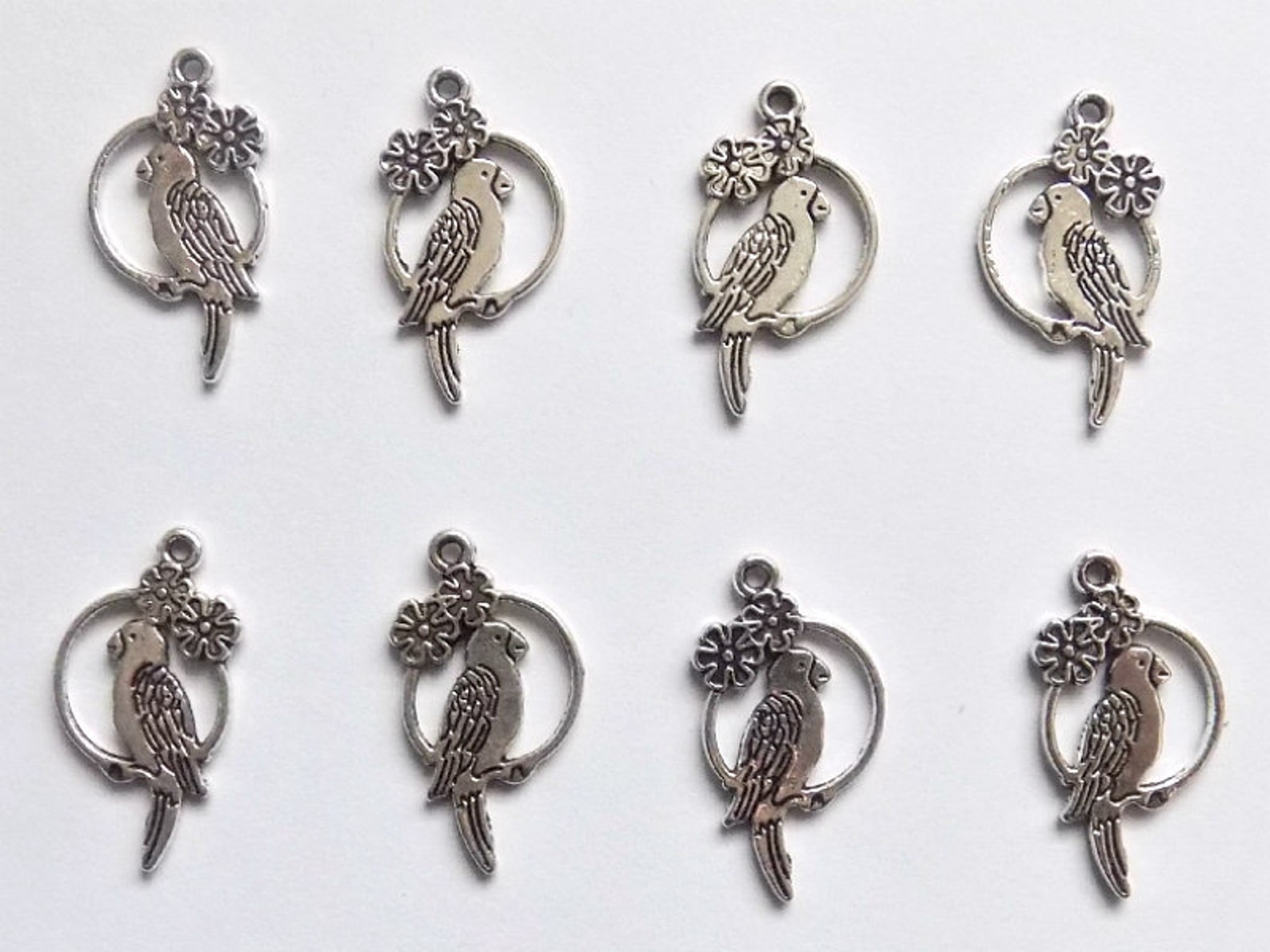 8 Parrot Charms Bird Charms Cockatoo Charms Double Sided - Etsy