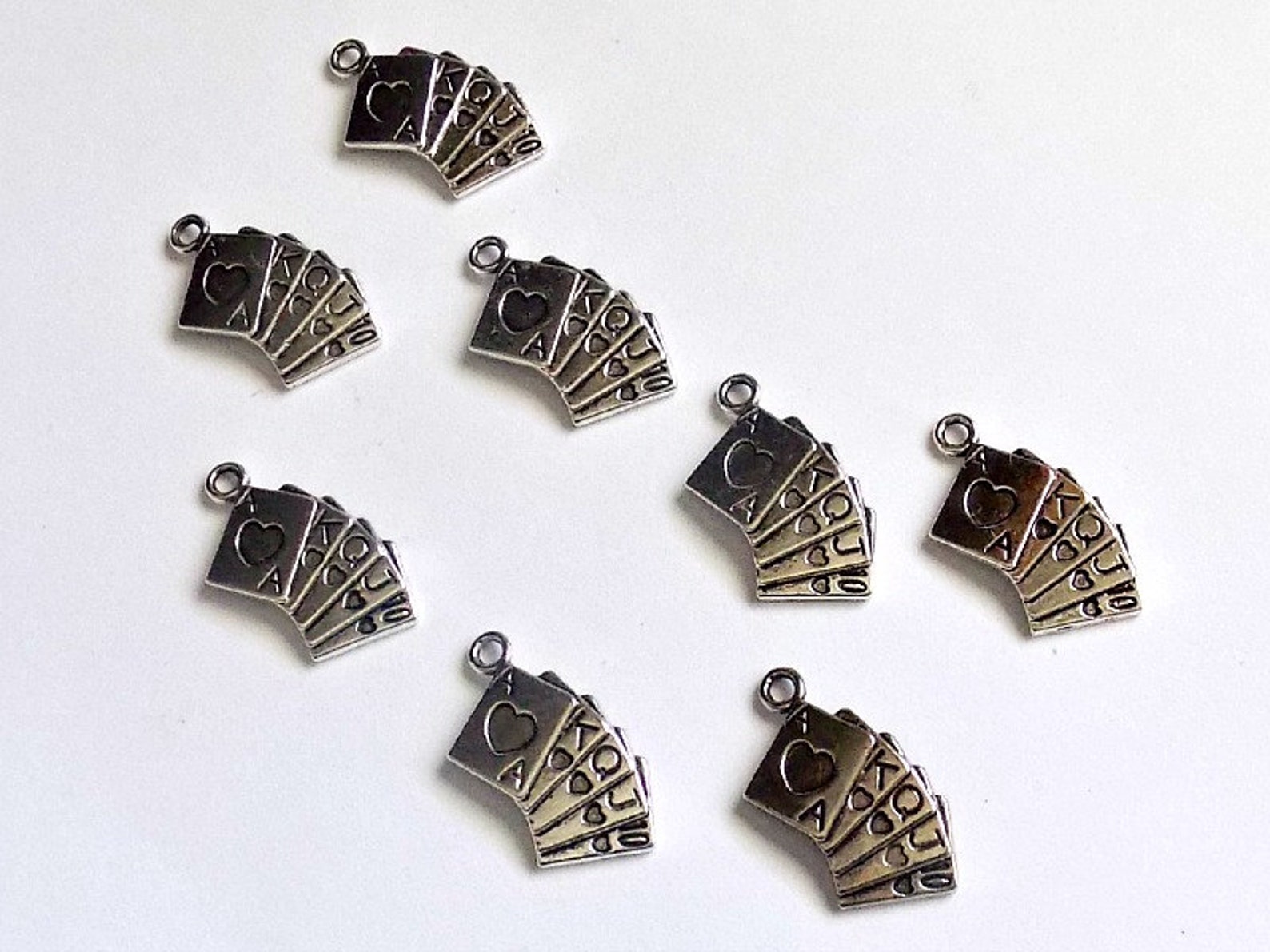 8 Poker Card Charms Silver Tone S0089 | Etsy