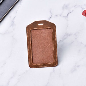 Custom Leather ID Card Holder, Personalized Leather Badge Holder ...
