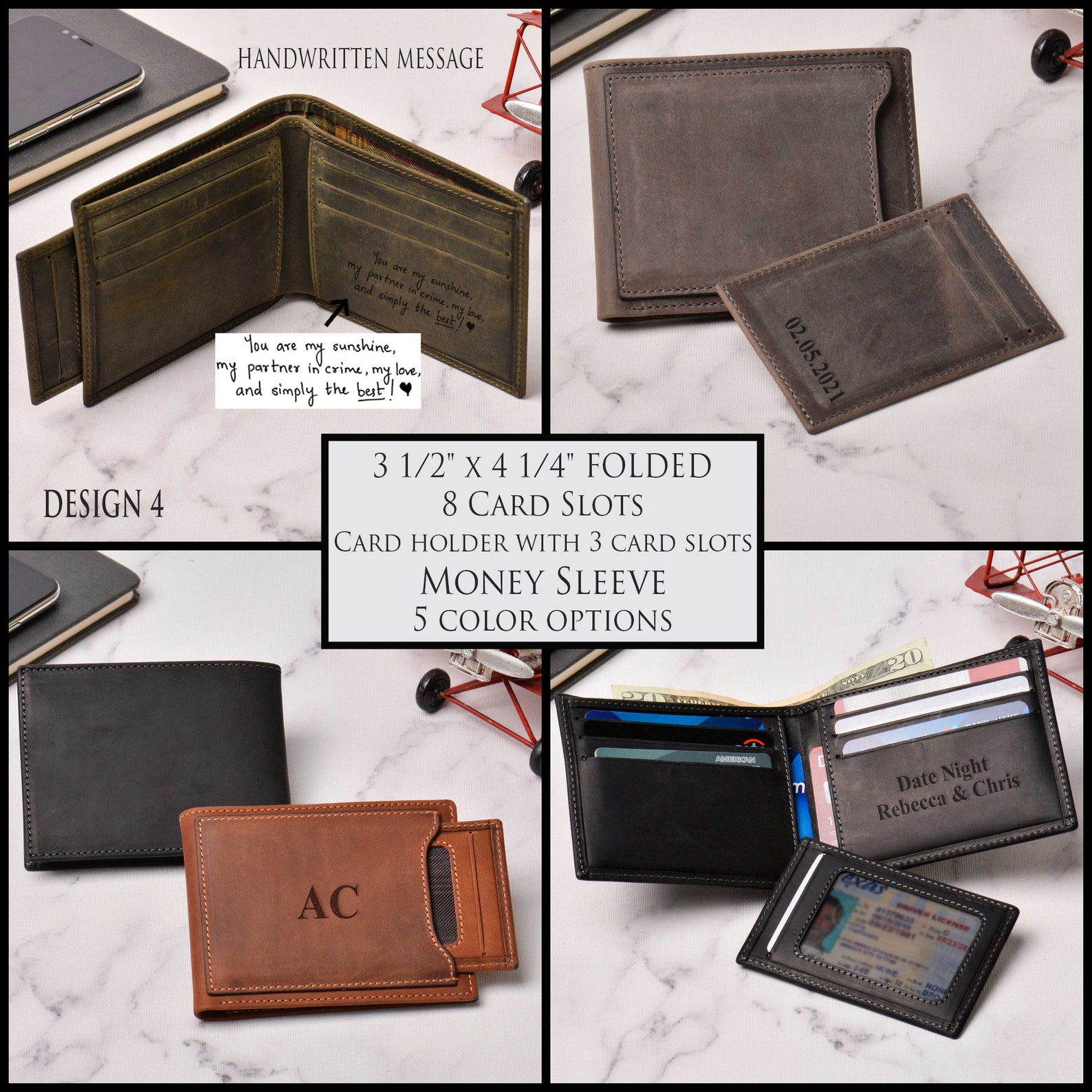 Brown Cowhide Leather Wallet Personalized Gifts for Him - Etsy