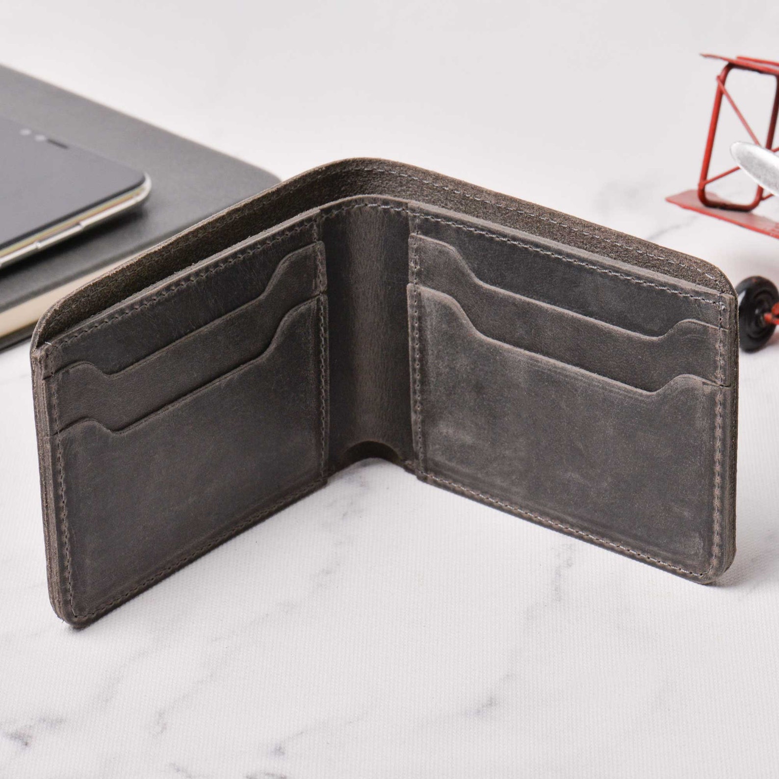 Men's Slim Leather Wallet Personalized Leather Wallet - Etsy