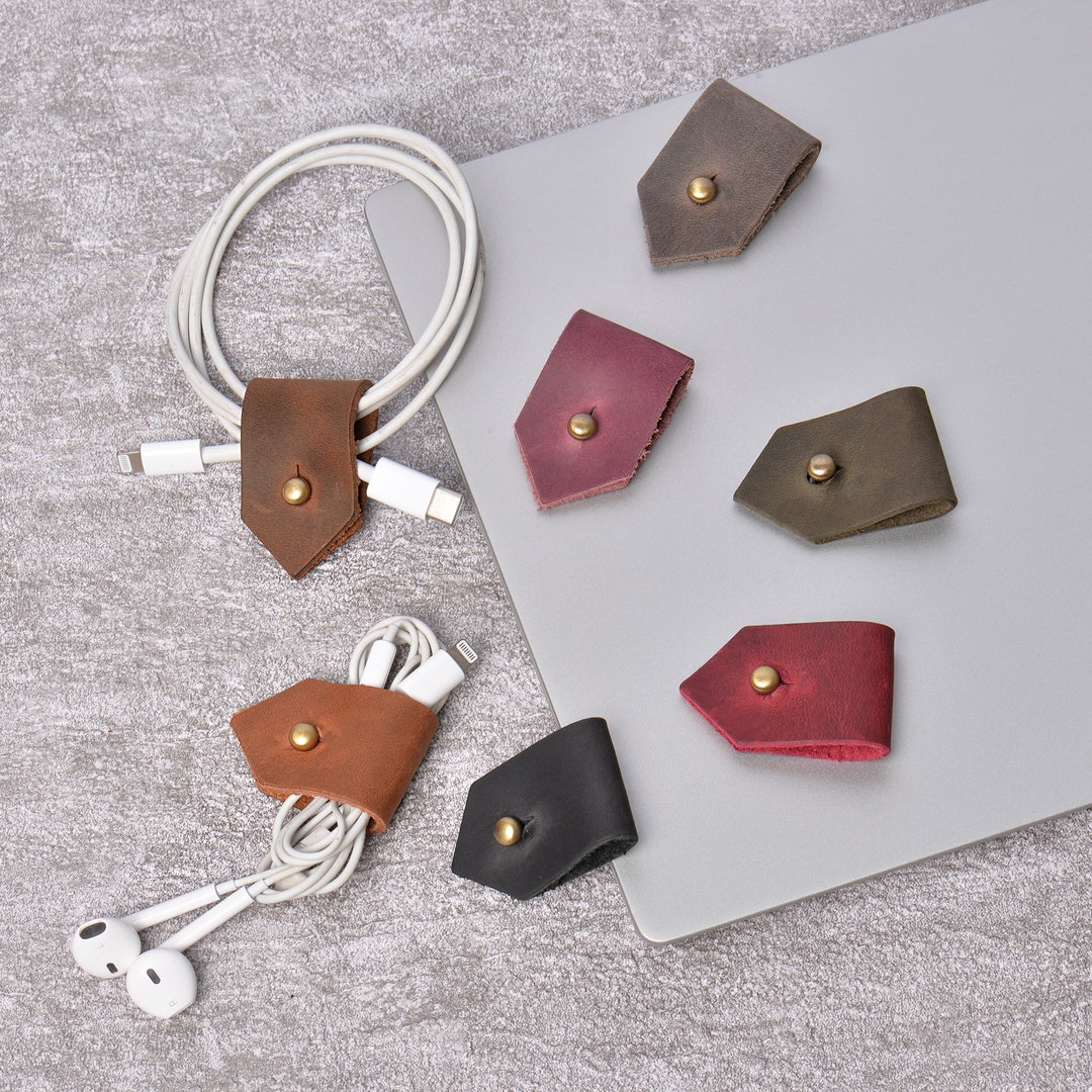 Leather Cable Organizer, Cord Organizer, Personalized Cable Holder ...