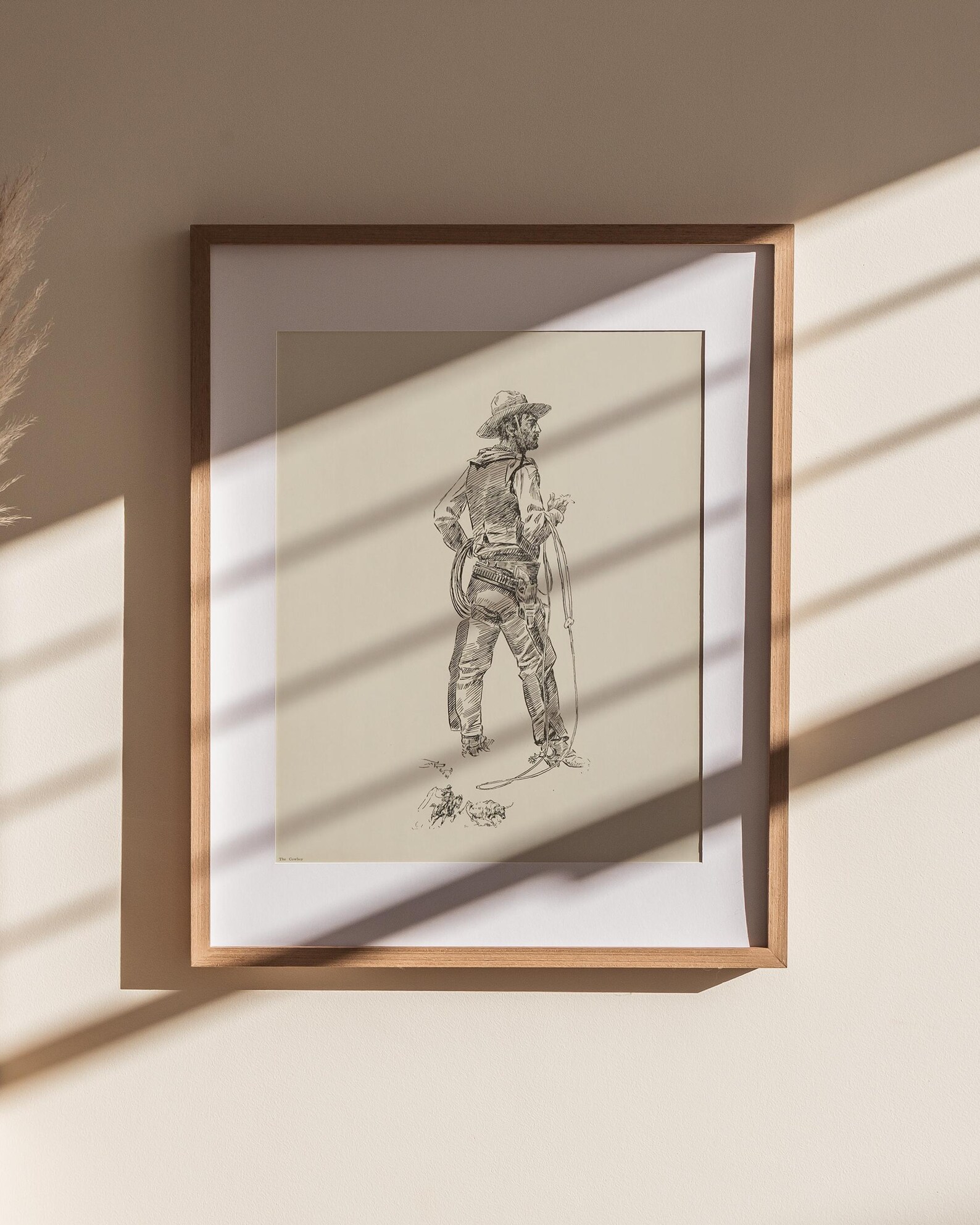Printable Cowboy Spurs Lasso Sketch Wall Art | Cowboy Desert Rancher ...