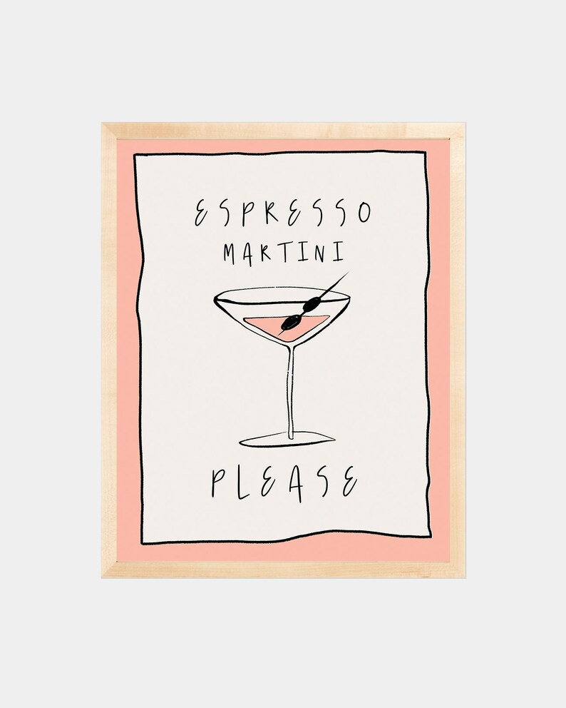 Pink Espresso Martini Art Print Cocktail Art Decor Mixology Gift for ...
