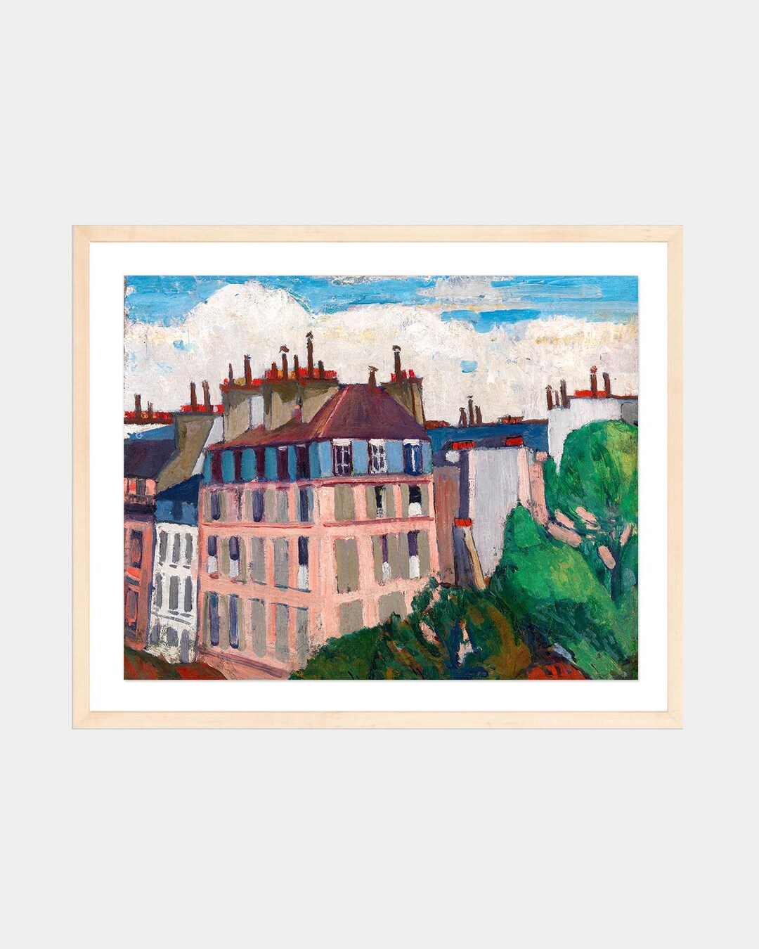 Printable Parisian Pink Rooftops Art Landscape | Paris French City ...