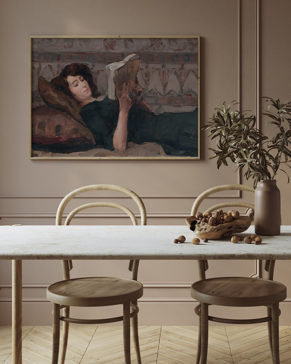 Printable Reading Woman Lounging Vintage Portrait | Antique Oil ...
