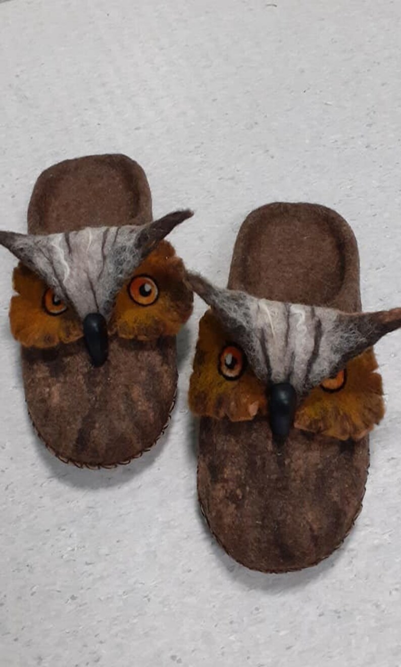 Felt Slippers Owls Felted Shoes Felted Slippers Organic Shoes - Etsy