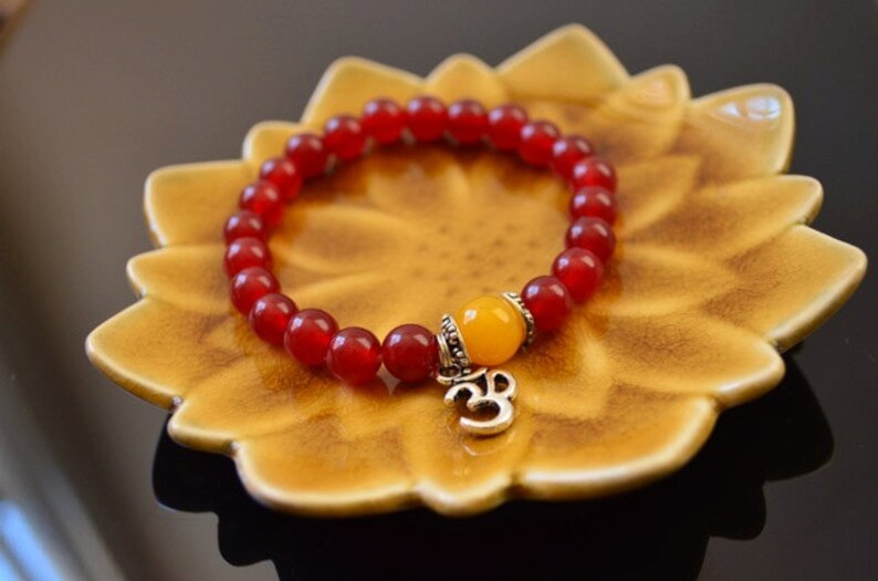 Himalayan Gold Azeztulite Silver Om Aum Ohm Red Jade Beaded - Etsy