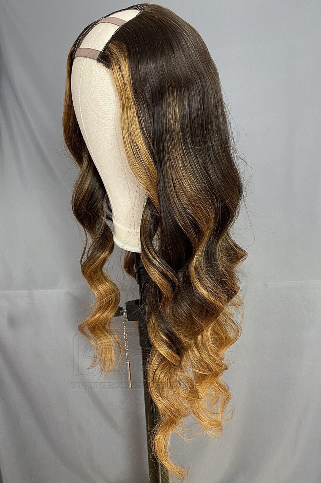 U Part Wig 100% Human Hair Wig Natural Color With Blonde Ombre - Etsy