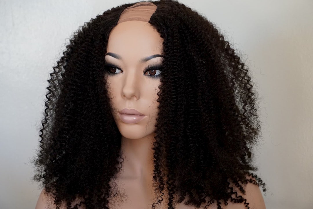 4c Kinky Curly U Part Human Wig For Black Women Natural Curly Etsy