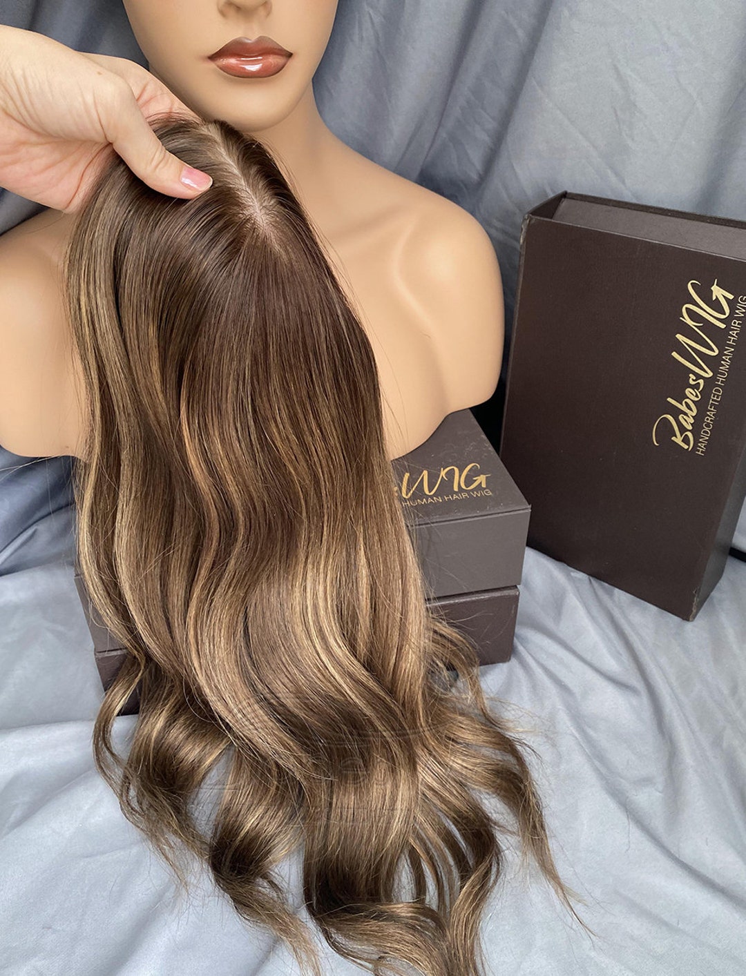 Silk Base Topper 5x6 Inches Human Hair Topper Balayage Color Human Hair ...