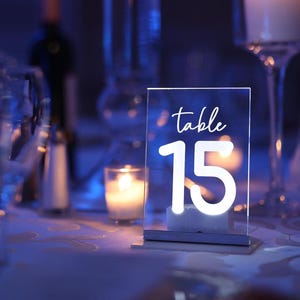 LED Table Number - Glowing Number - Illuminated and Engraved ...