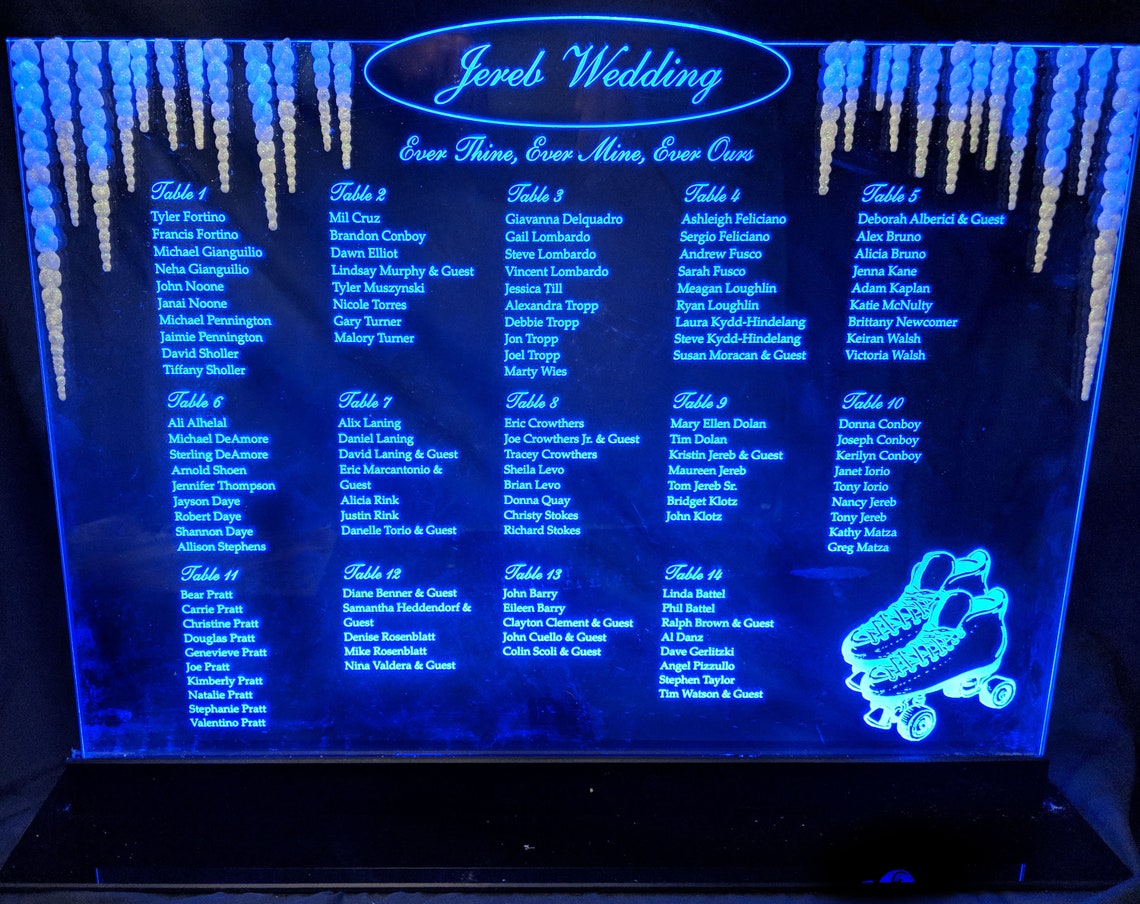 Illuminated TABLE SEATING CHART Acrylic Engraved - Etsy